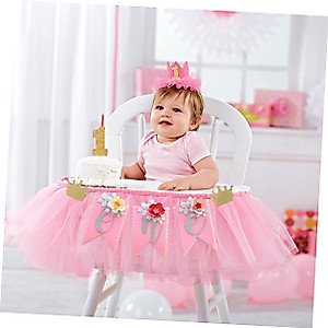 ifundom Girl High Chair High Chair Decoration Baby Birthday Decor Bunting Garland One Birthday Party Banner One Birthday Highchair Garland 1st Birthday Ribbon Baby Girl Three-dimensional