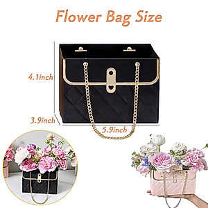 MIFOR 5PCs Paper Flower Gift Bags Bouquet Bags Box with Handle Florist Bag Handbag Gift Case Wedding Valentine's Day Gift Wrap Bags (Pink+White+Black 15pcs)
