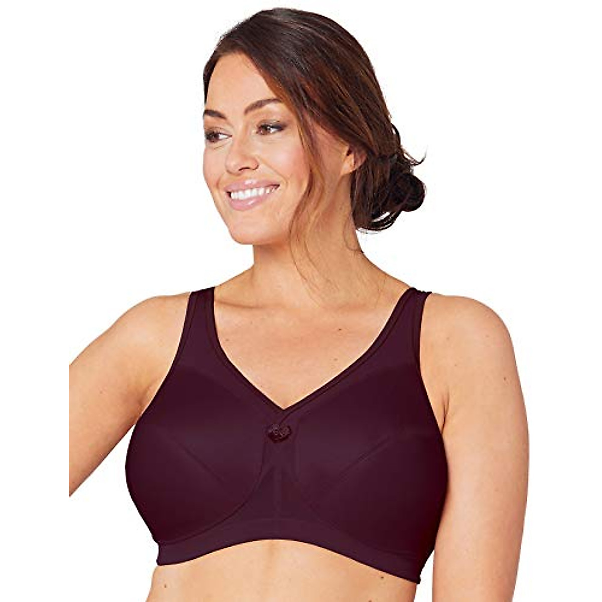 Glamorise Full Figure Plus Size MagicLift Active Support Bra Wirefree #1005 Wine