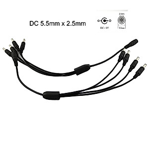 UpperFu 2pcs CCTV DC Power Splitter Cable 5.5mm x 2.5mm Female Jack to 4 Male Splitter Connector Cable 5.5mm x 2.5mm Adapter for LED Strip Surveillance Camera Security Camera