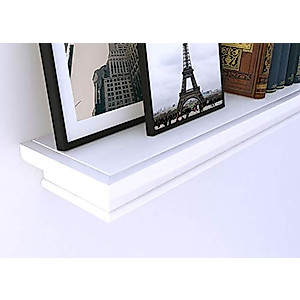 brightmaison BGT Pure Crown Molding Floating Shelves, Wall Decor for Living Room, Picture Ledge & Plant Shelf, Wall Shelf Set of 2, White