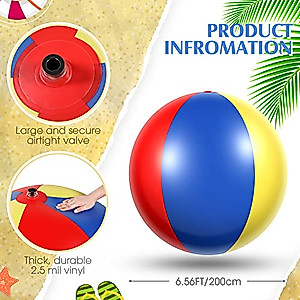 78 Inch Giant Beach Ball Jumbo Inflatable Balls Oversized Adult Beach Toys Plastic Huge Water Balls for Swimming Pool Summer Beach Seaside Water Games Outdoor Indoor Party
