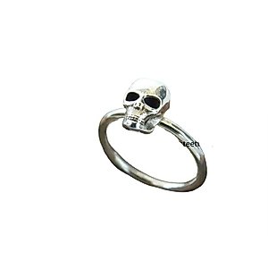 Tiny Silver Skull Ring, Minimalist animal ring, Taxidermy Jewelry, Bone, Wiccan, Goth, Gothic ring, Stackable, Dark Fashion, Sugar, Rustic, Death 925 silver By TEJIKA GLOBAL (12)