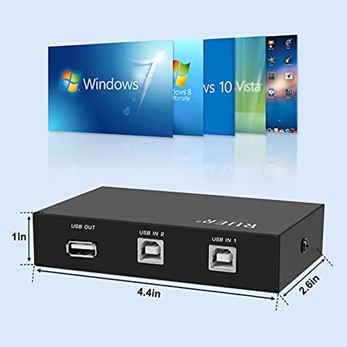 Printer Cable Splitter one Printer Two Computers, 2 Port USB Switch, USB 2.0 Manual Computer Printers Switch for Home Use with 2pcs 6 feet Print Cables Printer Cable Splitter