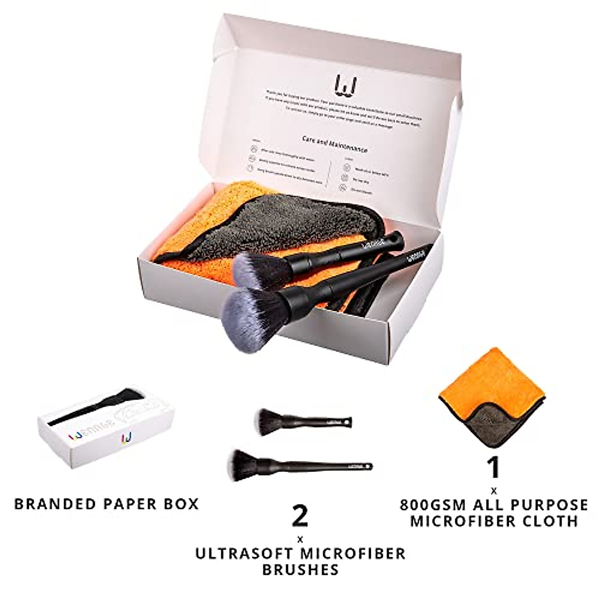 Wenage Ultra-Soft Detailing Brush Set with Microfiber Cloth for Scratch-Free Cleaning and Detailing of Delicate Surfaces Interior Exterior Automotive, Leather, Infotainment Screens, Electronics