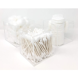 BY ALEGORY Acrylic Bathroom Accessory Organizer Cubes Set of 3 for Storing Cottonballs, Ear Swabs, Toothbrushes, Toothpaste, Potpourri