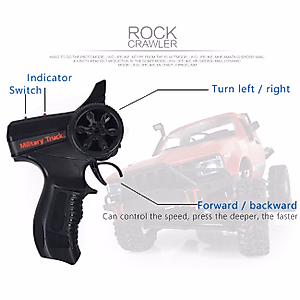 YIKESHU RC Truck Remote Control Rock Crawler Off-Road Racing Vehicles 1:16 2.4G 2CH 4WD Offroad RC Crawler Kids Toy Climb Semi Truck RTR Trailer LED Lights Red (WPL-C14)