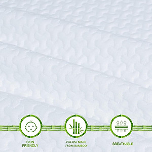 3 Inch Mattress Topper Cover Full Cooling Bamboo Rayon Zippered Cover with Adjustable Straps for Latex Memory Foam Mattress Topper