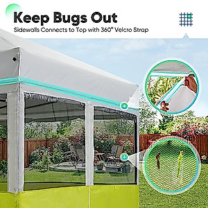 Quictent 2 in 1 Pop up Canopy Tent 10’x10’ with Sidewalls, One Person Ez up Screened Gazebo Canopy, 4 Large Mesh Windows with Window Cover for Camping, Backyard and Outdoor (Gray&Green)