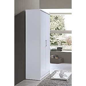 HODEDAH IMPORT Hodedah 2-Door Armoire with 4-Shelves Wardrobe, 17"D x 31.5"W x 73"H, White
