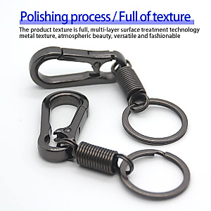 2PCS Carabiner Shape Keychains, Zinc Alloy Spring Keyring, Anti-Lost Retractable Clip Keyring, Gourd Buckle Keyfob Key Holder