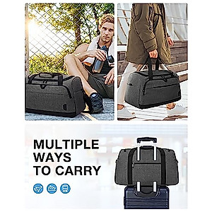 Gym Bags for Men Women, BAGSMART Duffle Bag for Travel Duffel Bags, Carry on Weekender Overnight Bag, Personal Item Travel Bag, Hospital Bags for Labor and Delivery, Shoes Bag, Grey-38L