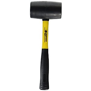 Performance Tool M7132 Double-Faced Solid Rubber Head Hammer with Fiberglass Handle and Anti-Shock Grip - Great for Home and Shop Use