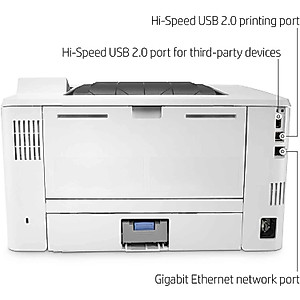 HP Laserjet Enterprise M406dn Wired Monochrome Laser Printer, Black and White - Print Only - 2.7" LCD, 42 ppm, 1200 x 1200 dpi, Automatic Duplex Printing, USB, Ethernet, Cbmou Printer Cable