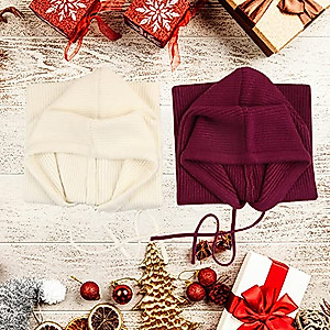 Facecozy Winter Hats for Women, Wool Blend Hooded Scarf Hat for Women Balaclava Knit Skull Cap Beanie Hat Men Neck Gaiters Black