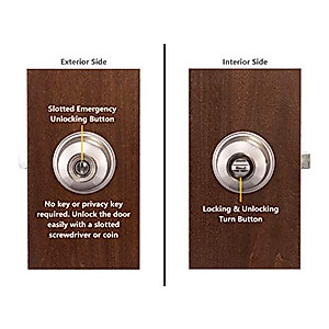Copper Creek BK2030SS Ball Door Knob, Privacy Function, 1 Pack, Satin Stainless