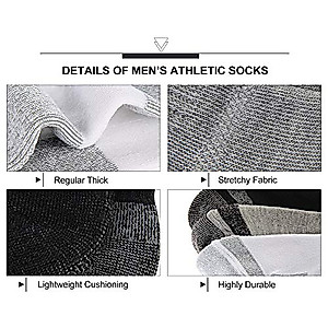 FLYRUN Men's Athletic Ankle Quarter Socks Men Comfort Cushion Moisture Wicking Work Sock 6 Pack