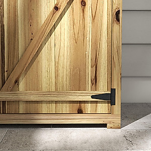 Outsunny Outdoor Storage Cabinet with Waterproof Asphalt Roof, Wooden Garden Shed with Double Lockable Doors and Shelves, Wood Tool Shed for Backyard, Patio, Lawn, Natural