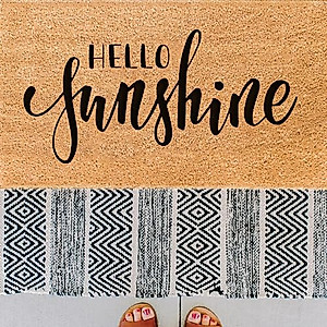 THEODORE MAGNUS Natural Coir Doormat with Non-Slip Backing - 17 x 30 - Outdoor/Indoor - Spring Door Mat - Spring - Hello Sunshine - COIR-1730-15-403
