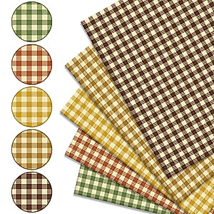 Whaline 10Pcs Fall Cotton Fabric Bundles 18 x 22 Inch Autumn Buffalo Plaid Fat Quarters Checkered Quilting Patchwork Squares Plaid Sewing Fabrics for Harvest Thanksgiving DIY Handmade Craft Decor