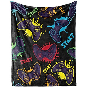 Gaming Blanket Boys Girls Gamer Blankets Boys at Work Travel Soft Gamer Blanket Fleece Cozy Video Game Blankets Gift for The Ultimate Gamer for Kids Teens Son Husbands Men Boyfriends