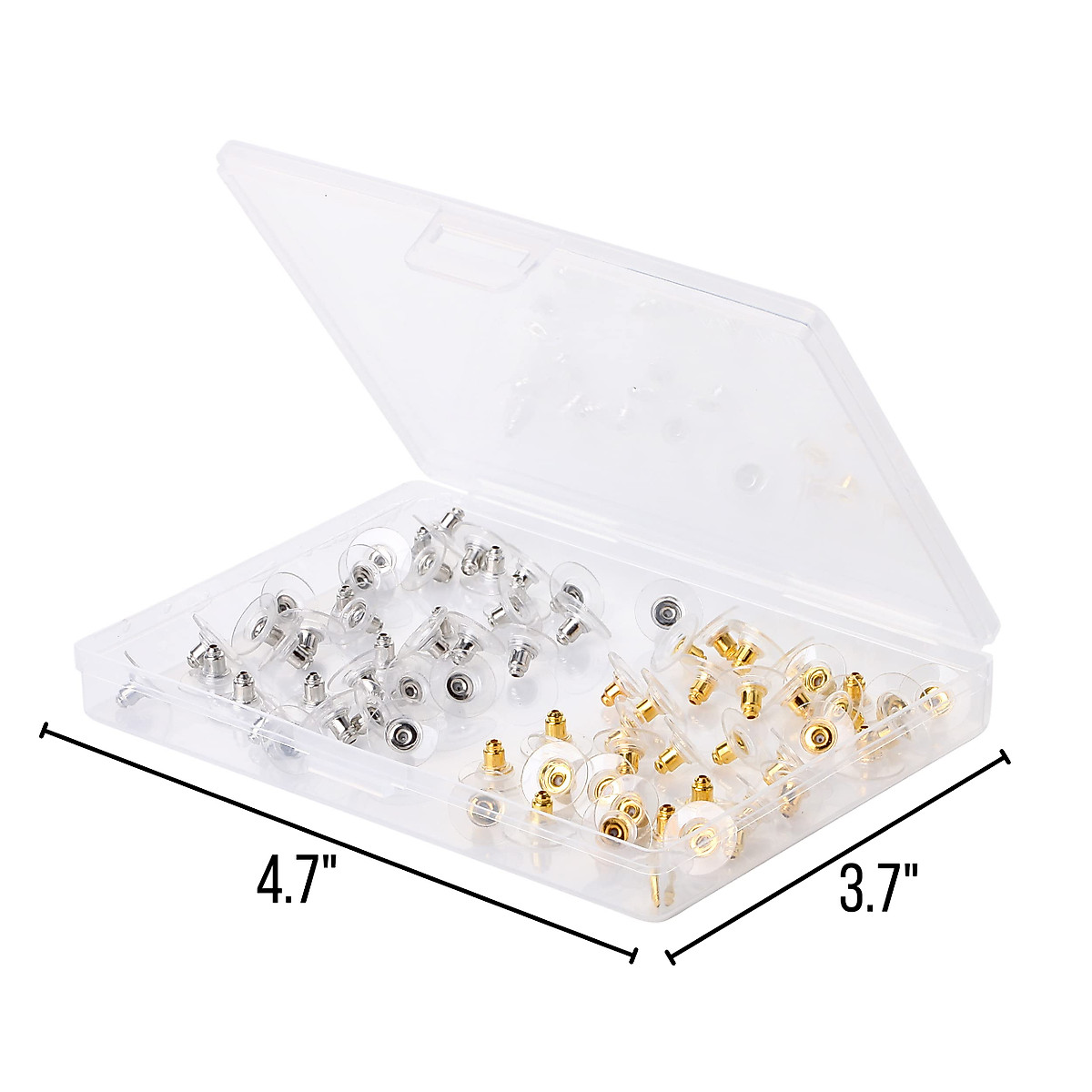Mr. Pen- Bullet Clutch Earring Backs with Pad, 76 pcs, Gold & Silver, Rubber Earring Backings, Earring Backs for Studs, Earring Backs Replacements, Pierced Earring Backs, Earring Stoppers.