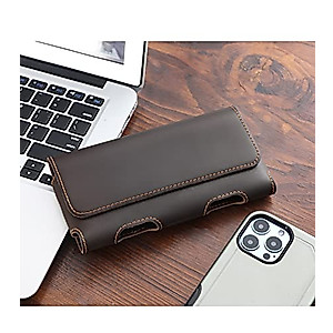 Gcepls Leather Phone Holster for iPhone 15 Pro Max,14 Pro Max,Galaxy S23 Ultra,S22 Ultra,Premium Genuine Leather Cell Phone Holster with Belt Clip,Phone Belt Holder Pouch Cover Case(Fits Thin Case on)