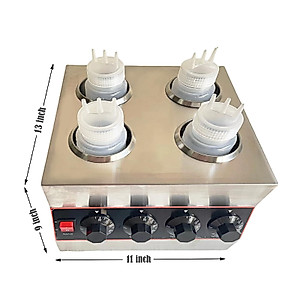 Commercial Stainless Steel Hot Chocolate Sauce Warmer Cheese Sauce Bottle Dispenser - Electric Food Sauce Warmer with 4 x 650ml Squeeze Bottles