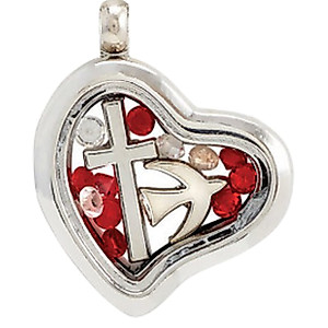 Needzo Chain Linked Confirmation Bracelet, Locket Dangle Attachment with Dove, Cross, and Bead Charms, Religious Gifts for Her, One Size Fits Most