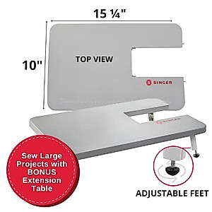 SINGER | Heavy Duty Holiday Bundle - 4452 Heavy Duty Sewing Machine with Bonus Extension Table for Larger Projects, Packed with Specialty Accessories