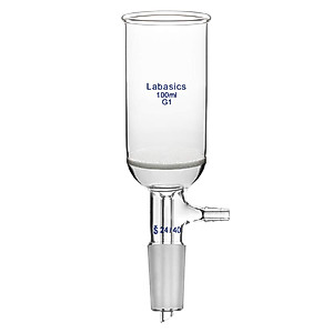 Labasics Borosilicate Glass Buchner Filtering Funnel with Coarse Frit (G1), 46mm Inner Diameter, 80mm Depth, with 24/40 Standard Taper Inner Joint and Vacuum Serrated Tubulation (100ml)