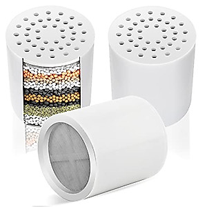 3 Pack 15 Stage Replacement Shower Filter Cartridge for Hard Water, High Output Universal Shower Head Filter Remove Chlorine and Fluoride, Shower Water Softener Improve Skin & Hair