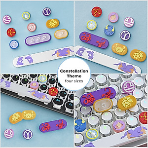STOGA Keyboard Keycaps Set, Cute Keycaps for 61/87/104 Typewriter Keyboard Round Keycap, Silicone Custom Keycaps Gift Set for Home/Girl to DIY Gaming Keyboard-Only Keycaps&Gift Box(12 Constellations)