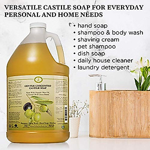 Carolina Castile Soap Castile Soap Liquid Unscented - 1 Gallon Vegan & Pure Organic Soap Concentrated Non Drying All Natural Formula Good for Sensitive Skin (1 Gallon)