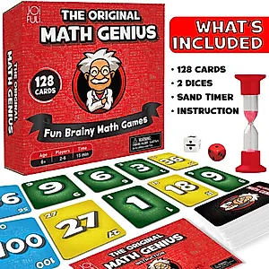 JOiFuli The Original Math Genius Card Game: STEM Educational Math Game Addition, Subtraction, Multiplication, Division, All Education Levels Ideal for Homeschooling, Classroom, and Group Learning