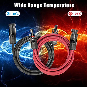 Kimbluth 10 AWG Solar Extension Cable 10FT Black + 10FT Red, Ultra Solar Panel Wire Male to Female Tinned Copper Wire for Solar Panel, Automotive, RV, Boat, Outdoors