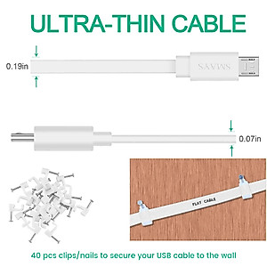 Power Extension Cable Compatible with Wyze Cam Pan v2, Blink Mini, Eufy 2C 3C, Yi Outdoor and Furbo Dog Security Camera - Flat Cord, Wire Clip, 4-Pack, 25ft