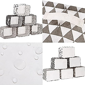 Sea Team 6-Pack Collapsible Small Canvas Fabric Storage Basket with Handles, Rectangle Mini Storage Box, Cube, Foldable Shelf Basket, Closet, Desk, Drawer Organizer for Nursery, Home, Office, Mono