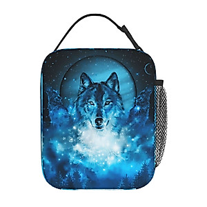 3D Forest Wolf Lunch Box Insulated Food Container Meal Bag Lunch Bag For Teen Boys Girls Men Women School Work Travel Picnic