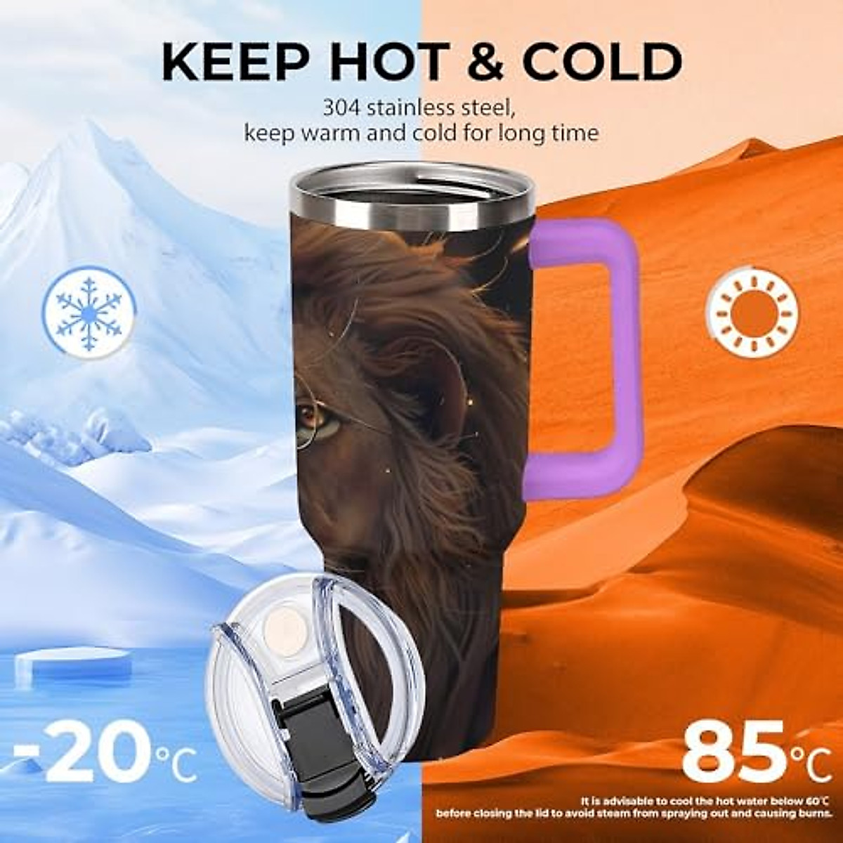 Cool Kings Lion Paninting 40 Oz Tumbler Insulated Stainless Steel Water Bottle Travel Mug Car Cup with Handle And Straw