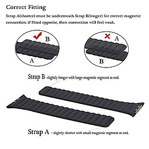 INI Compatible with Apple Watch Band 49mm 45mm 44mm 42mm 41mm 40mm 38mm - Adjustable Leather Strap with Magnetic Closure System for iWatch Series 9 Ultra 2 Ultra/8/7/SE/6/5/4/3/2/1 - Black