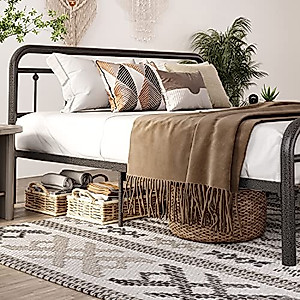 LIKIMIO King Metal Bed Frame, Platform Bed Frame King with Headboard and Strong Support Frames, Easy Assembly, Noise-Free, No Box Spring Needed, Grey Black