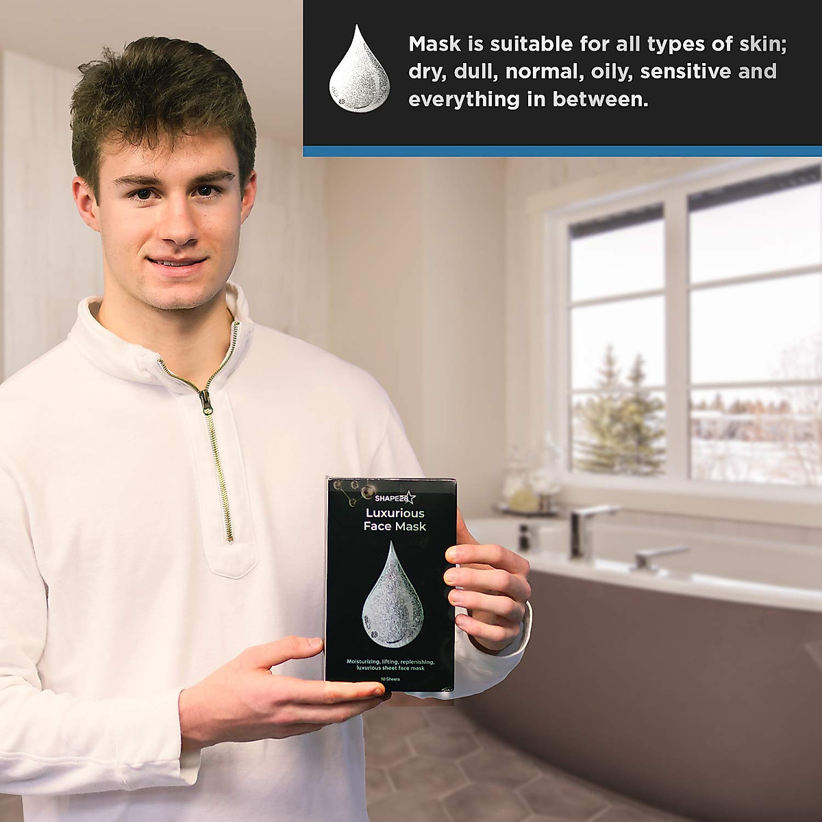 Shape28 Luxurious Face Mask For Men Skin Care Deep Cleansing Hydrating Face Mask Sheet 10 Sheets Minimize Pores Anti Aging Facial Mask