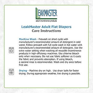 Purity Adult Flat Cloth Diapers by LeakMaster - Soft, Absorbent & Durable 100% Cotton Gauze Weave Fabric. Made in The USA - X-Large Size 44x44 Inches - 4 Layered