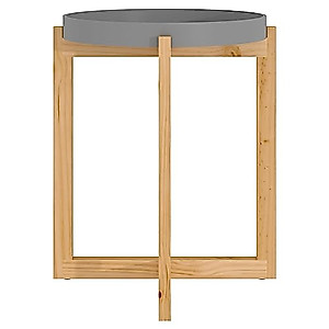 QJBSAVVA Coffee Table Gray 16.1"x16.1"x19.1" Engineered Wood&Solid Wood Pine,Living Room Furniture Side Tables Narrow Bedside Tables Suitable for Meeting Rooms, Reception Rooms, Offices