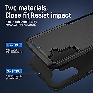 Warsia for Galaxy A13 5G Case, Samsung Case with Screen Protector,Heavy-Duty Tough Rugged Shockproof Protective Phone, Black