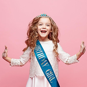 COCIDE Birthday Princess Sashes and Tiaras for Girls Birthday Pink Crowns and Tiaras for Women Birthday Party Accessories Kit Happy Birthday Decorations Set Glitter Sash Crystal Rhinestone