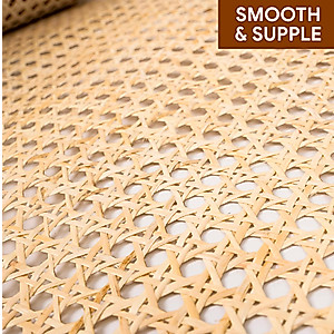 18" Width Rattan Cane Webbing Roll 15 Feet Hexagon Weave Rattan Fabric Furniture Woven Rattan Sheets for Crafts Cane Weave Rattan Material Natural Chair Caning Supplies Wicker for Chairs (15 Feet)