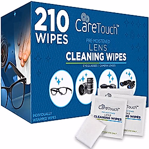 Care Touch Lens Wipes for Eyeglasses, 210ct - Eyeglass Wipes Individually Wrapped, Eye Glass Cleaner Wipes, Lenses Wipes for Cleaning Glasses, Glasses Cleaner, Eye Glass Lens Cleaner, Glasses Wipes
