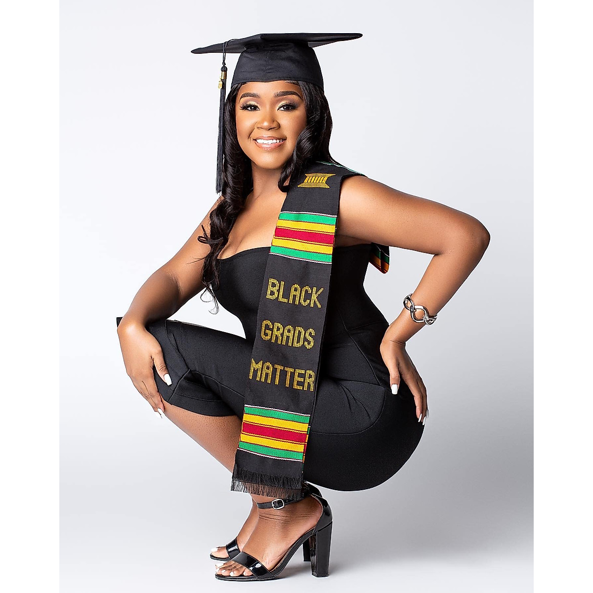 ADVANSYNC Black Grads Matter Class of 2024 Premium Handwoven Kente Cloth Graduation Stole (BGM 2024)